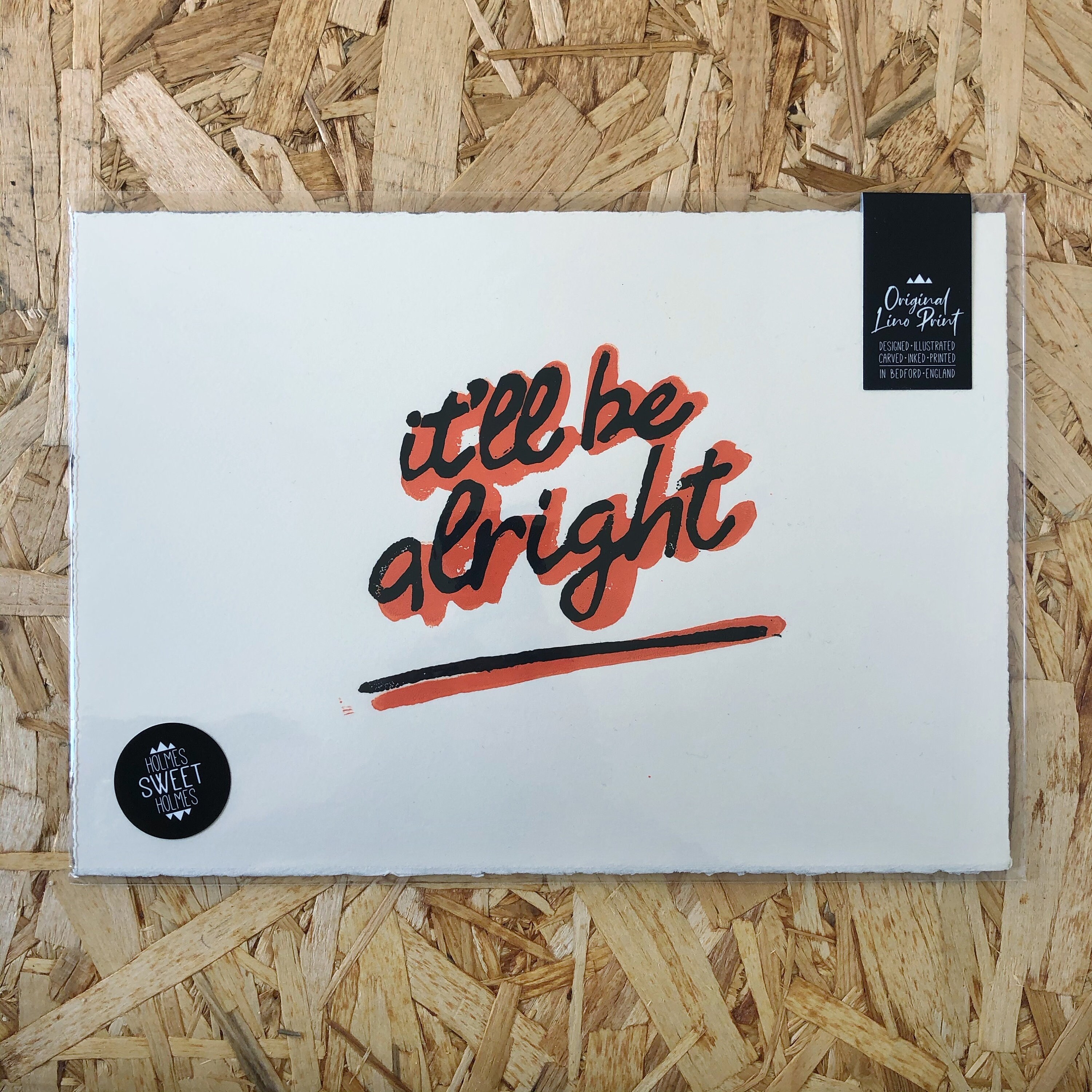 It'll Be Alright Slogan Original Lino Print A4 ORANGE - Etsy