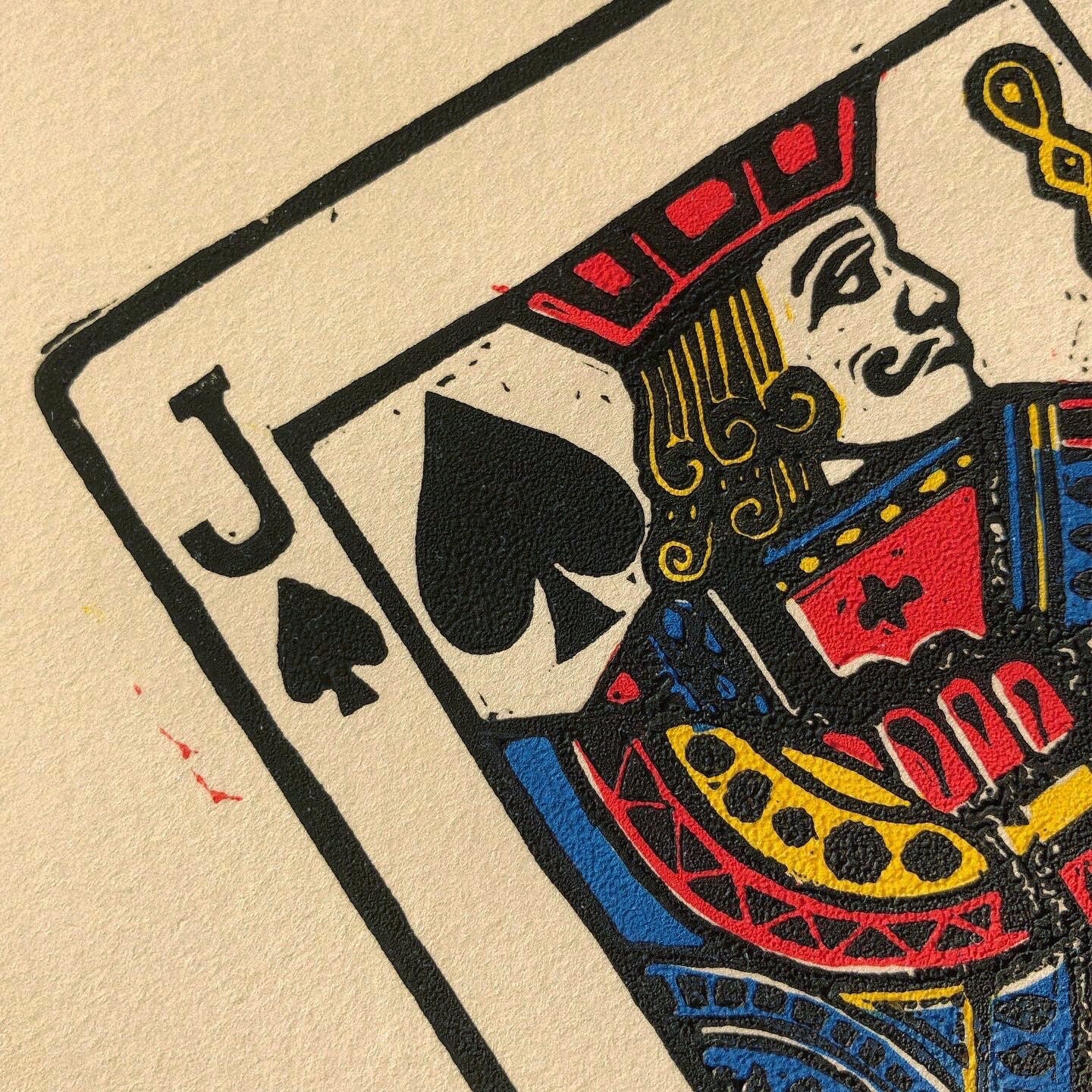Jack Playing Card, Jack of Spades Original 4 Layer Lino Cut Print A4 - Etsy