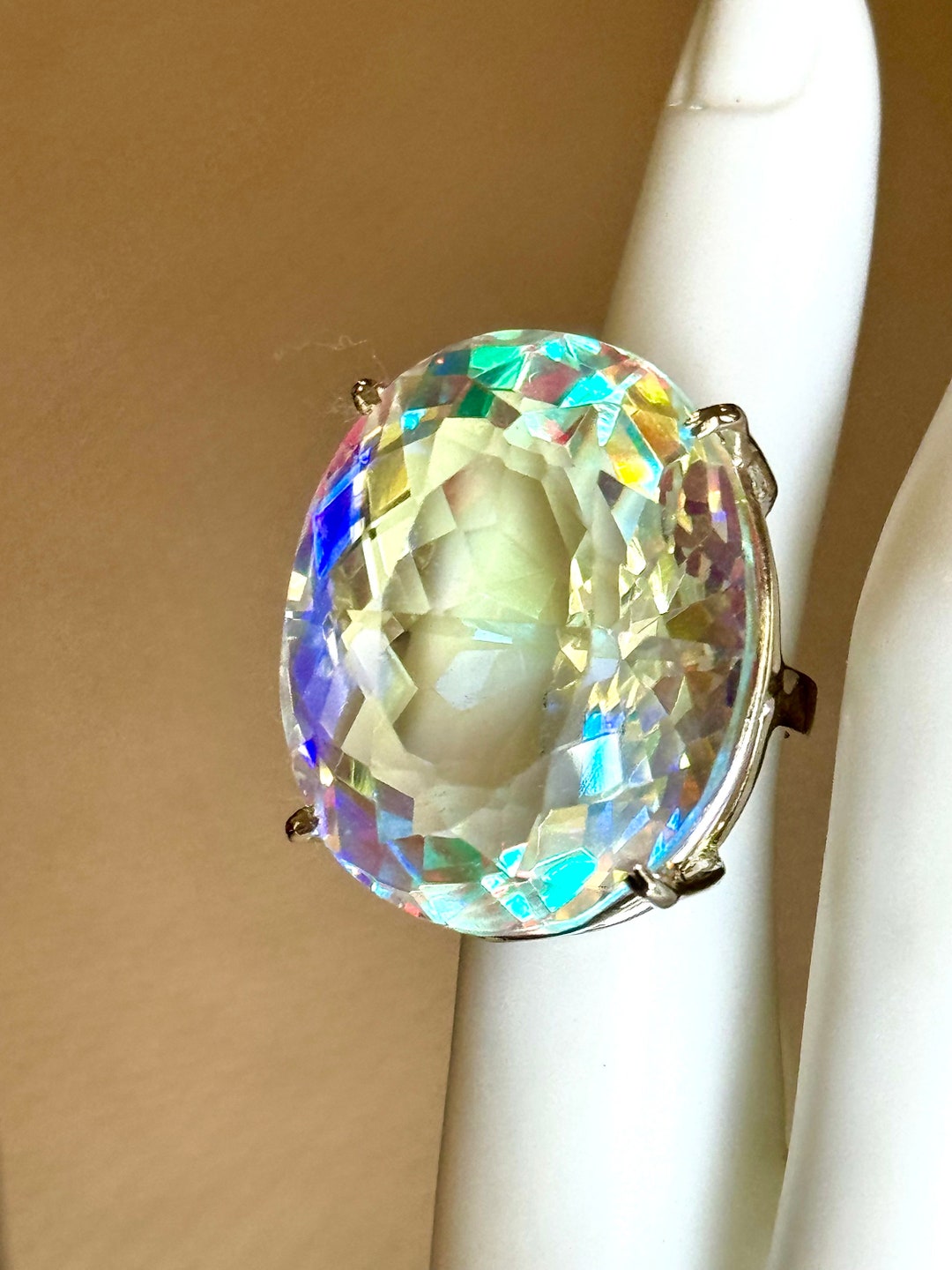 Unique Fire Rainbow Mystic Topaz Ring - Etsy