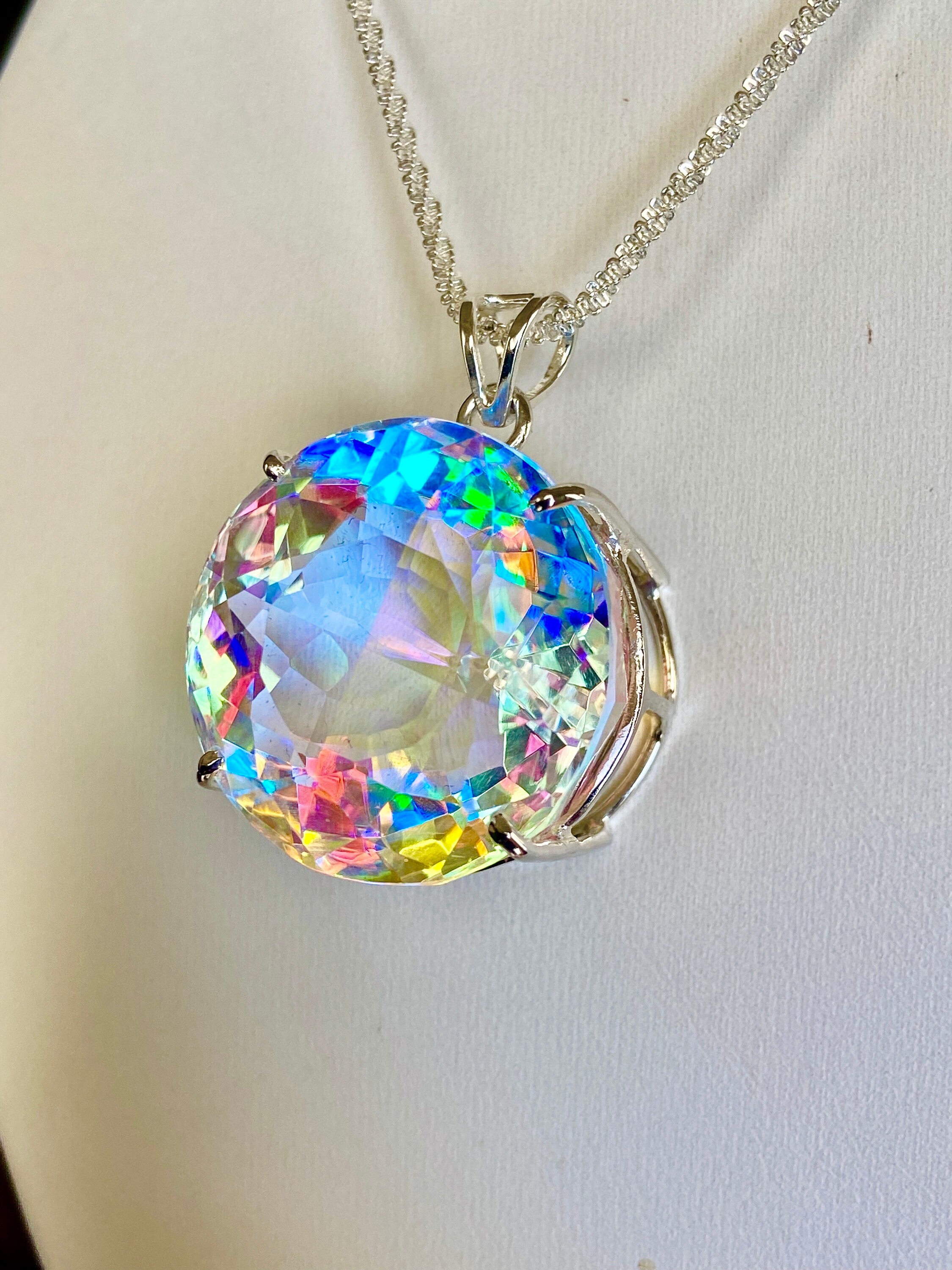 FABULOUS Fire Rainbow Mystique Topaz Pendant. - Etsy