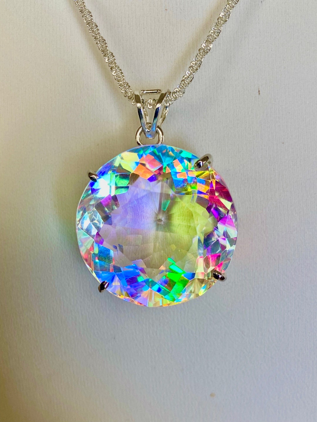 FABULOUS Fire Rainbow Mystique Topaz Pendant. - Etsy