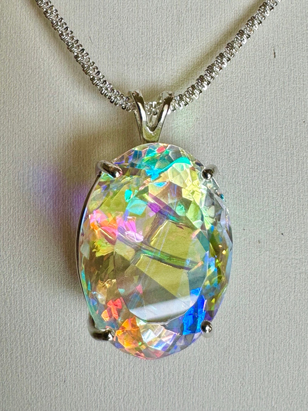 Stunning Fire Rainbow Mystique Topaz Pendant - Etsy