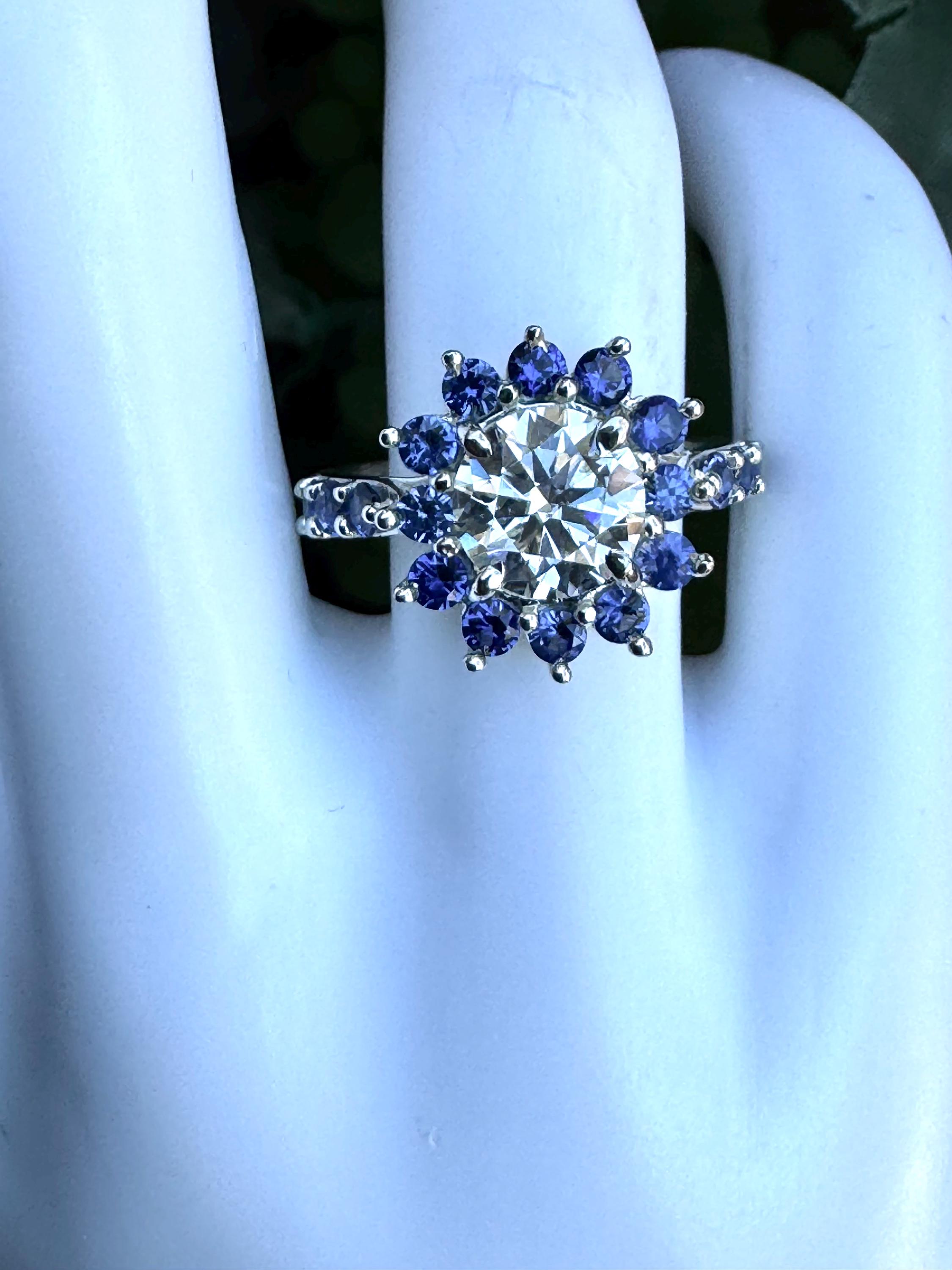 The Flower , Superbly Designed, Diamond & Blue Sapphires Ring - Etsy