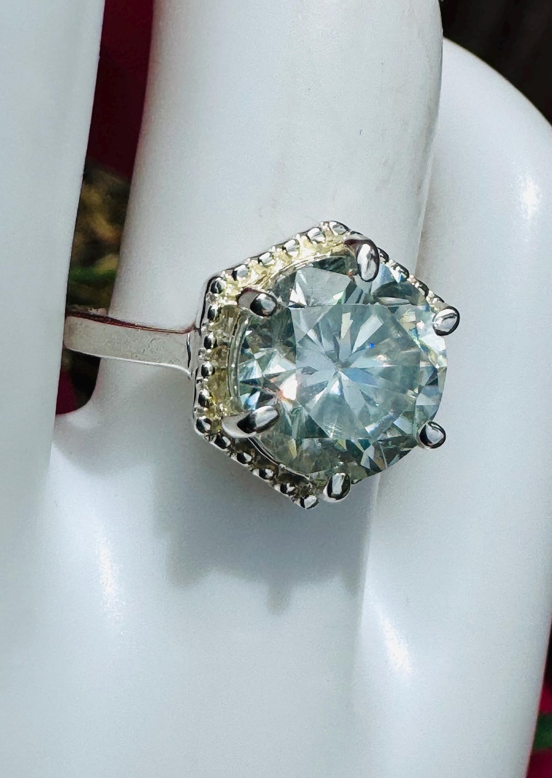 2CT Ice Blue Diamond Ring: Sterling Silver, Round Cut - Etsy