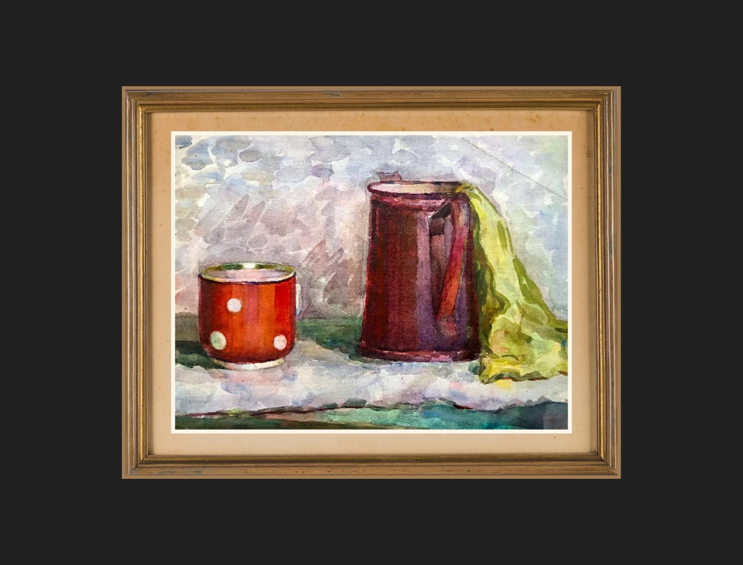 ORIGINAL Vintage STILL LIFE Watercolor Painting. Academic Case Study ...