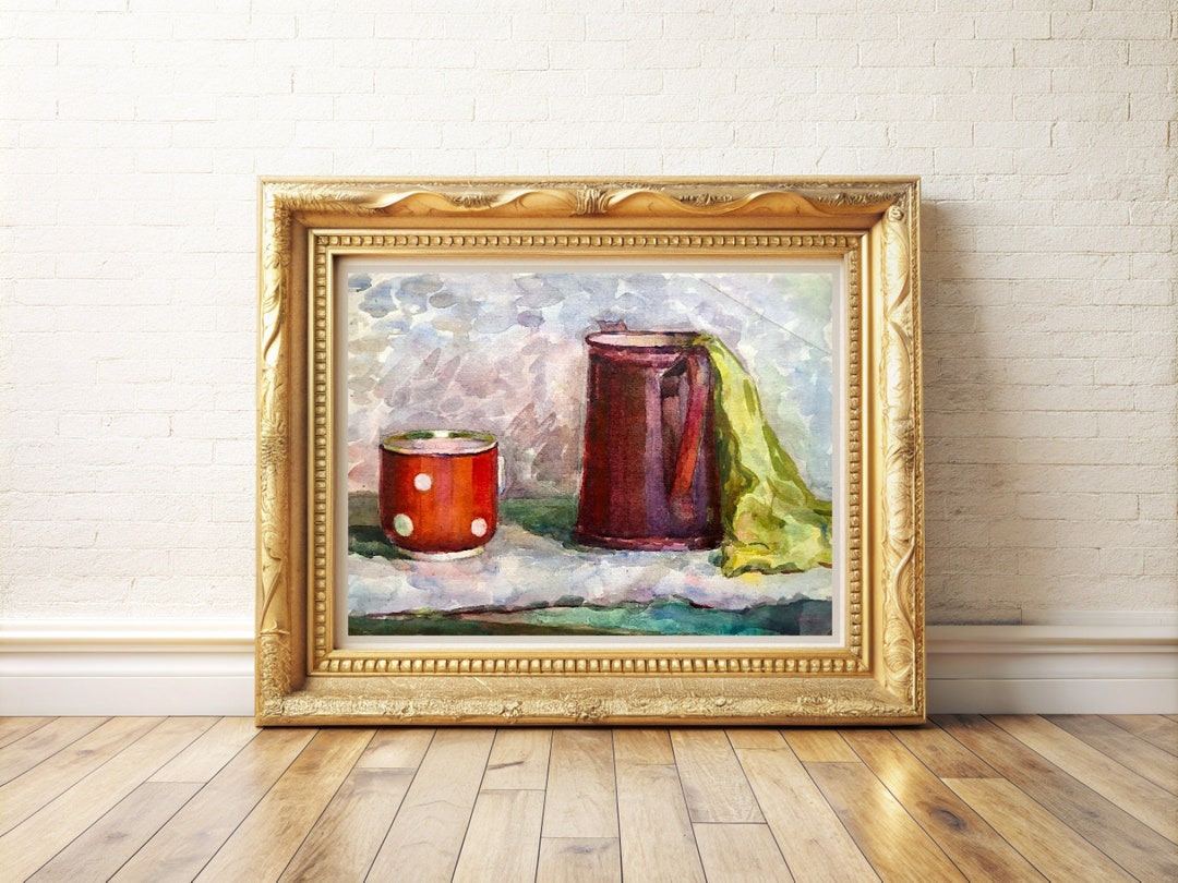 ORIGINAL Vintage STILL LIFE Watercolor Painting. Academic Case Study ...