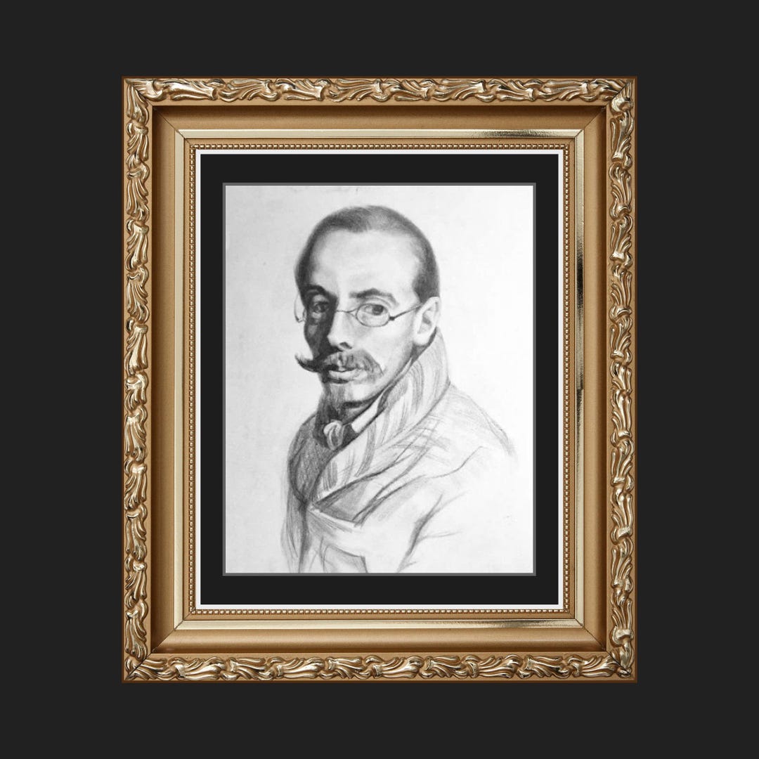 ORIGINAL Male Portrait Drawing. Vintage Classic Academic Graphite ...