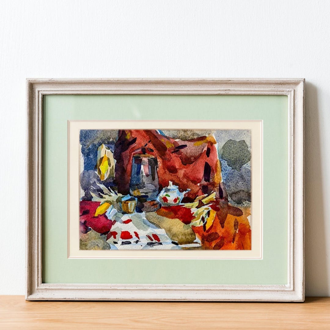ORIGINAL Tiny Still Life Watercolor Ukrainian Painting. Small Still ...