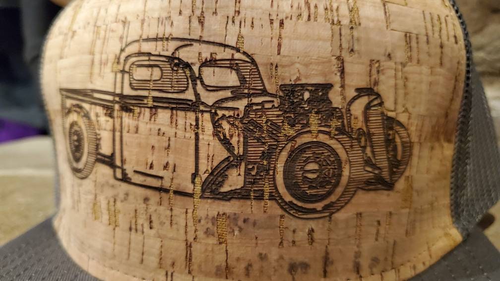 HATSOFCORK Hot Rod Rat Rod Laser Etched in Cork Hat - Etsy