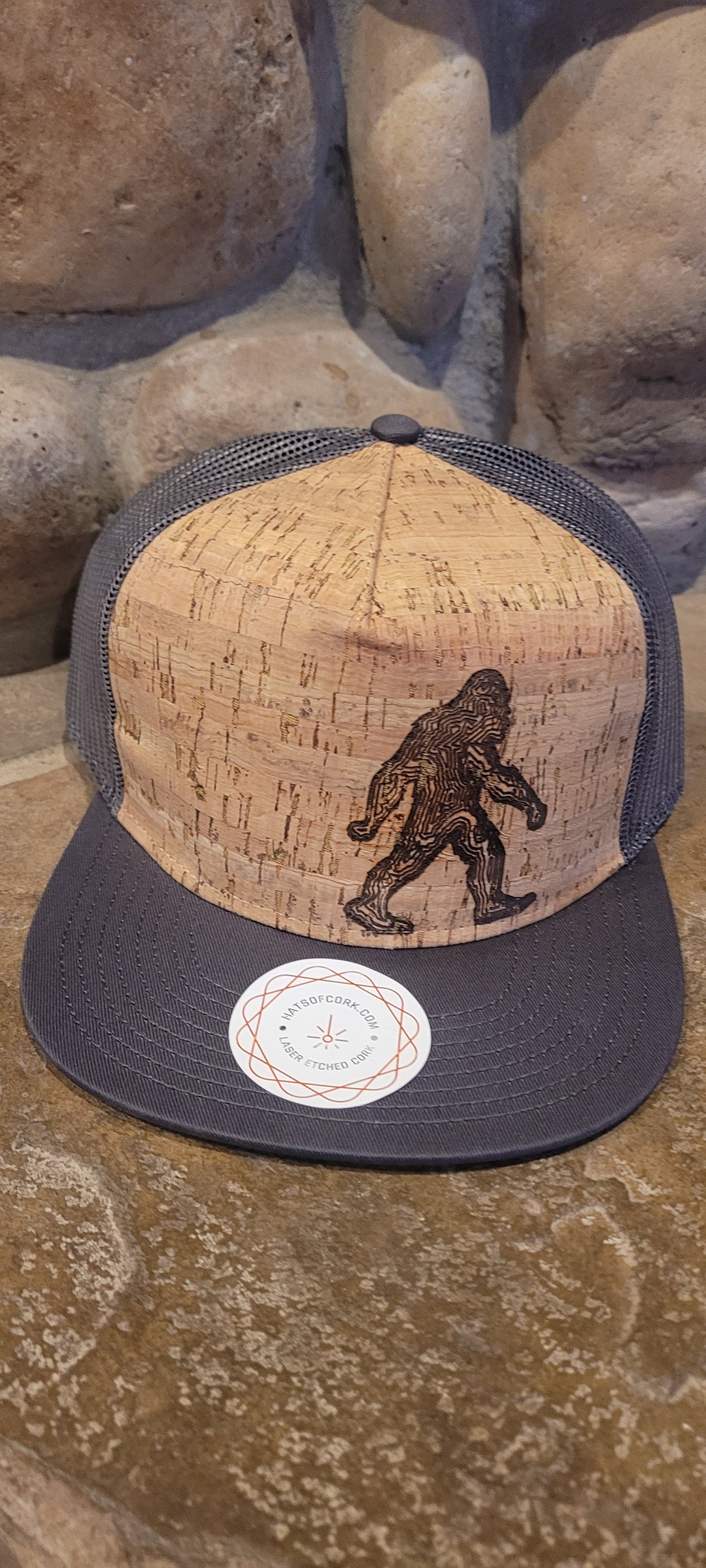 Sasquatch-inspired Cork Hat: Laser-etched Bigfoot Design. Unique ...