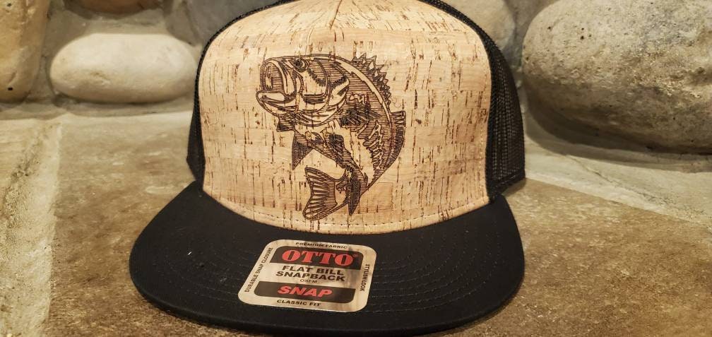 HATSOFCORK BASS Cork Hat, Fishing Hat for Fisherman Fish Laser Etched ...