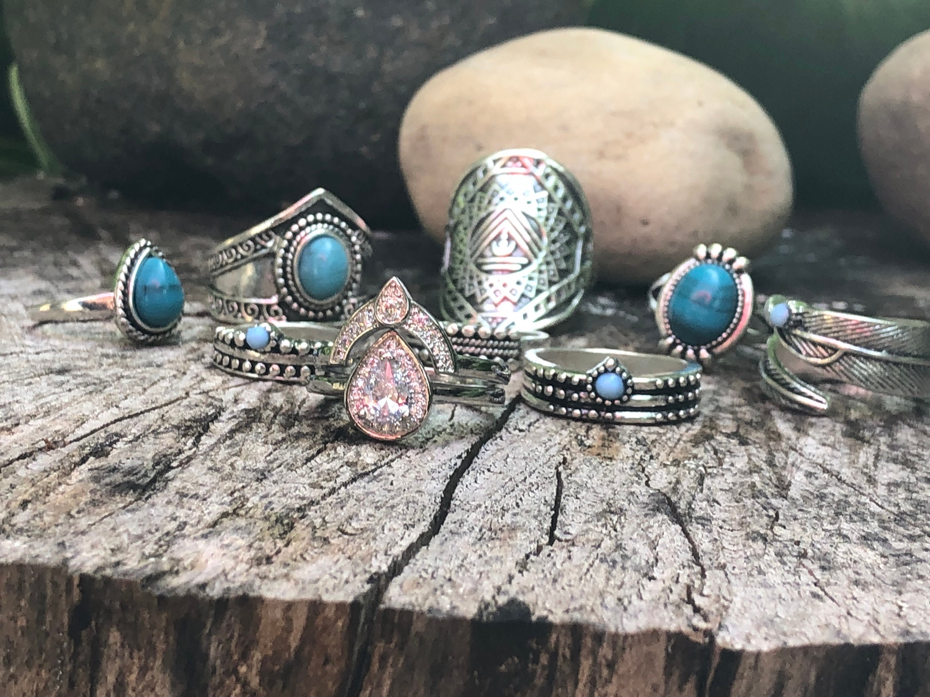 The Bridal Boho 10pc Stacking Ring Set Bridal Ring | Etsy