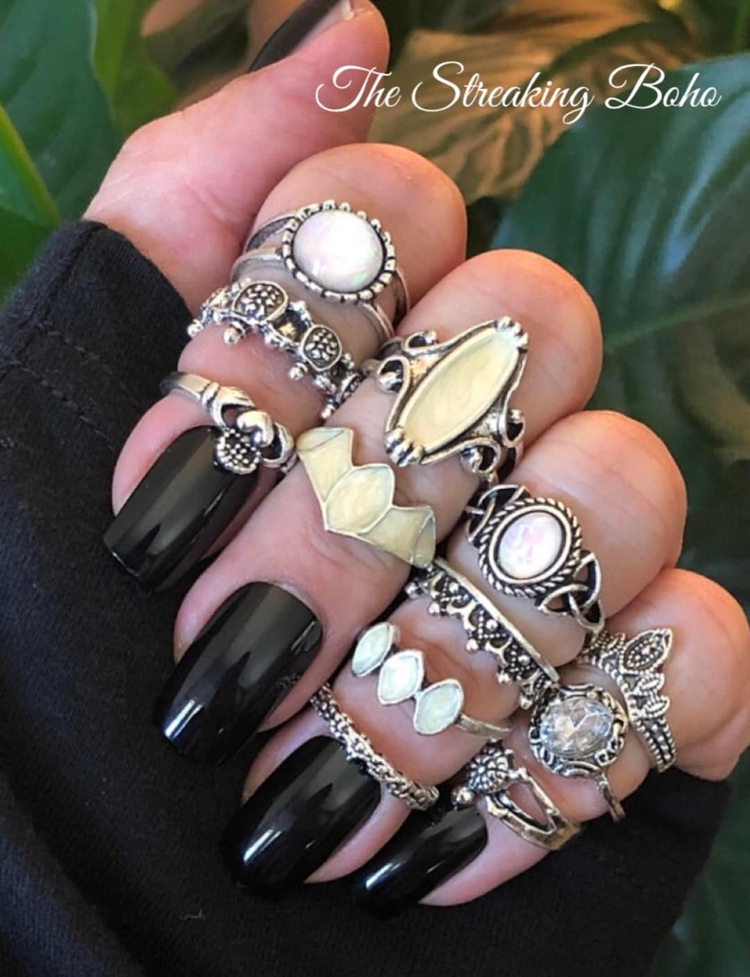 The Vampire Boho 12pc Boho Midi Knuckle Ring Stacking Set With Coffin ...