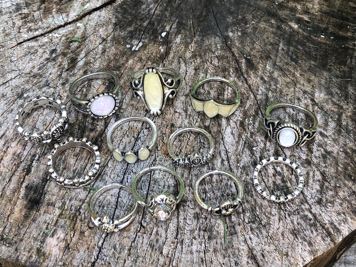 The Vampire Boho 12pc Boho Midi Knuckle Ring Stacking Set With Coffin ...