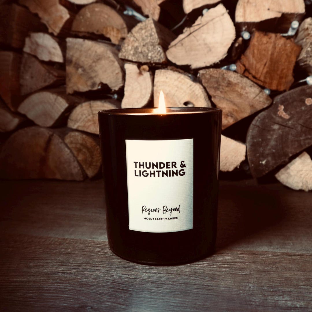 Thunder & Lightning Candle/ Moss, Earth, Amber / Fresh Scent ...