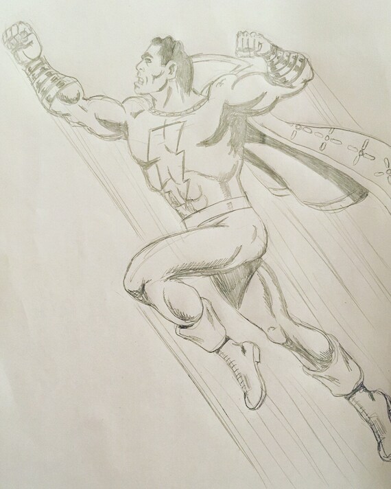 Framed Shazam Pencil Drawing A4 - Etsy