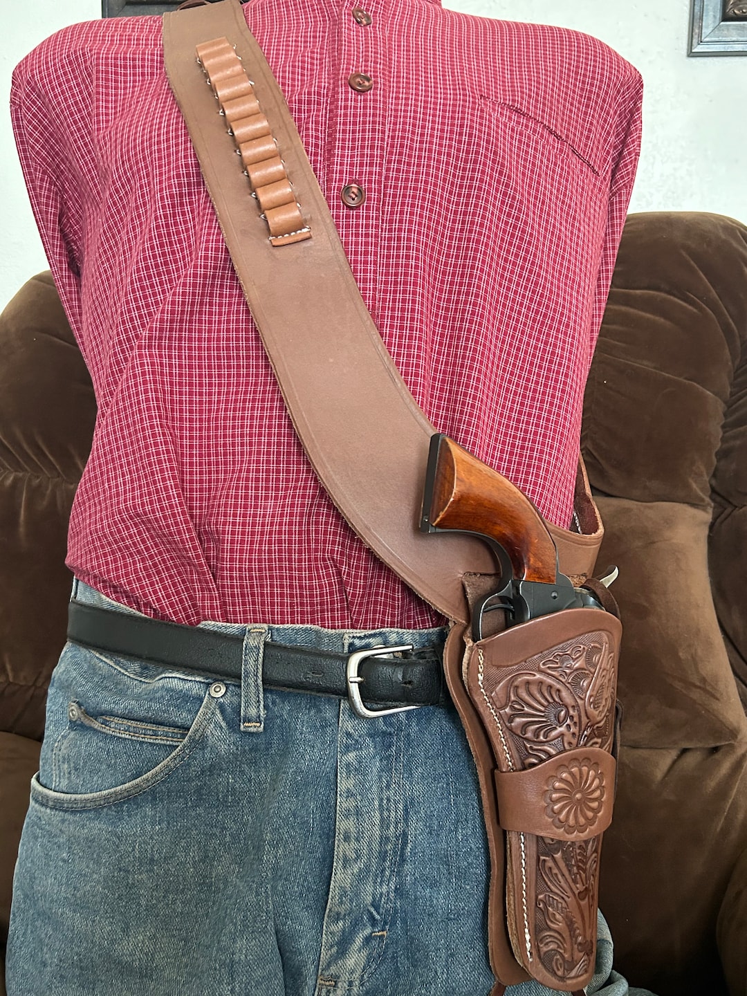 Western Leather Shoulder Carry Holster Fits Colt SAA 1873 Ruger ...