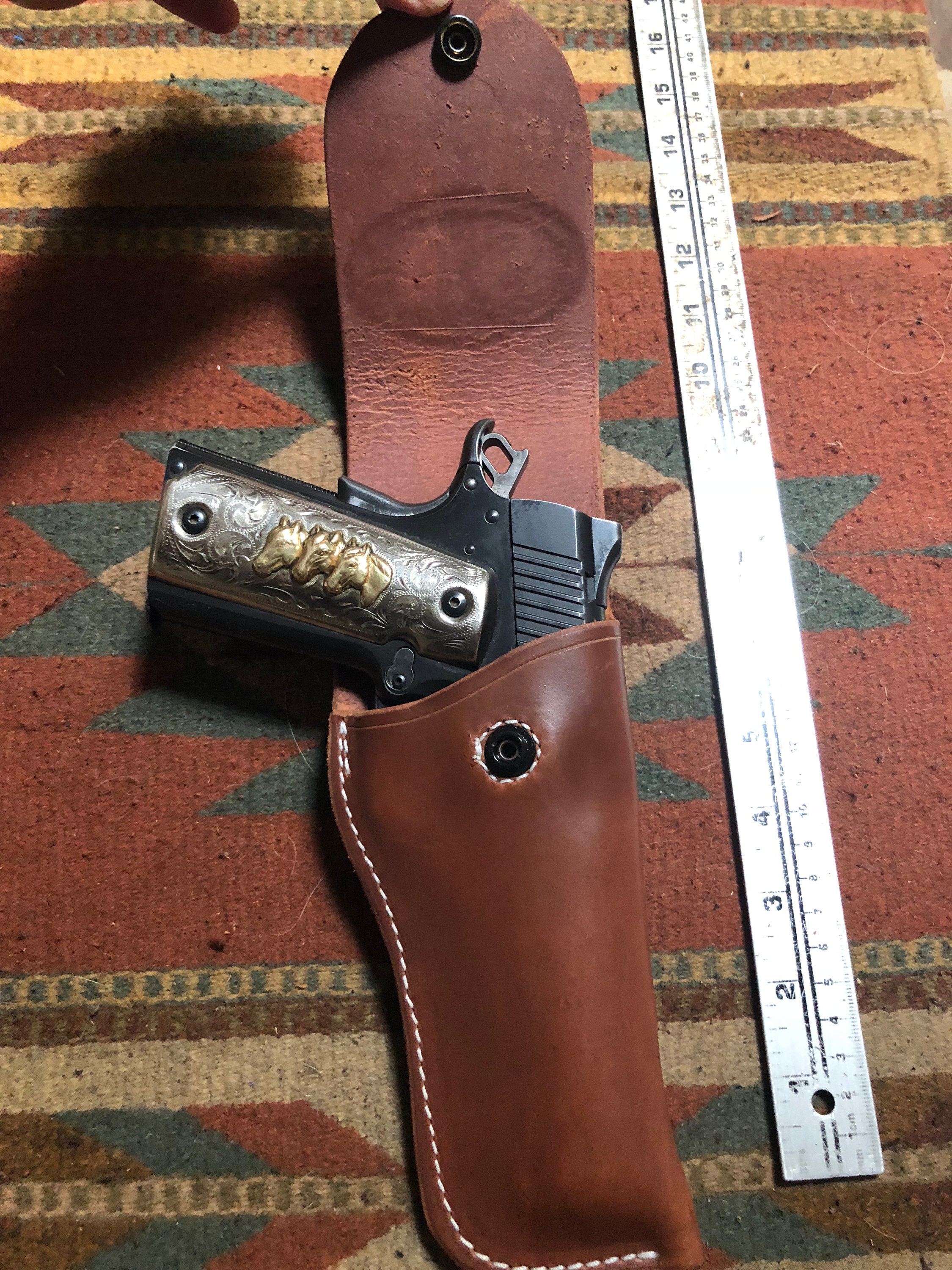 Tanned Leather Flap Field Holster Fits Colt Model 1911 Springfield ...