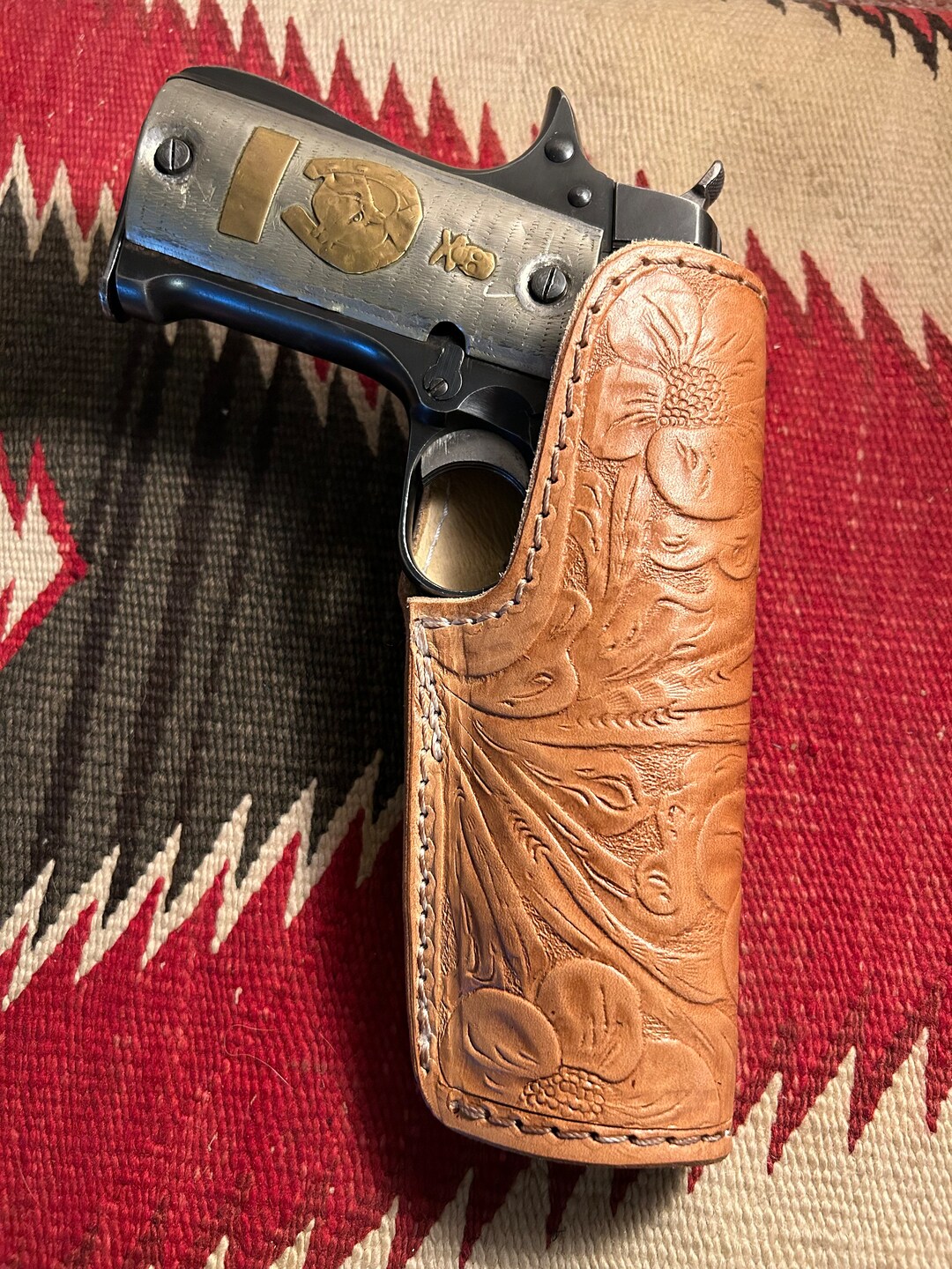 Cowboy Western Style Soft Lined Leather Holster Fits Colt Model 1911 ...