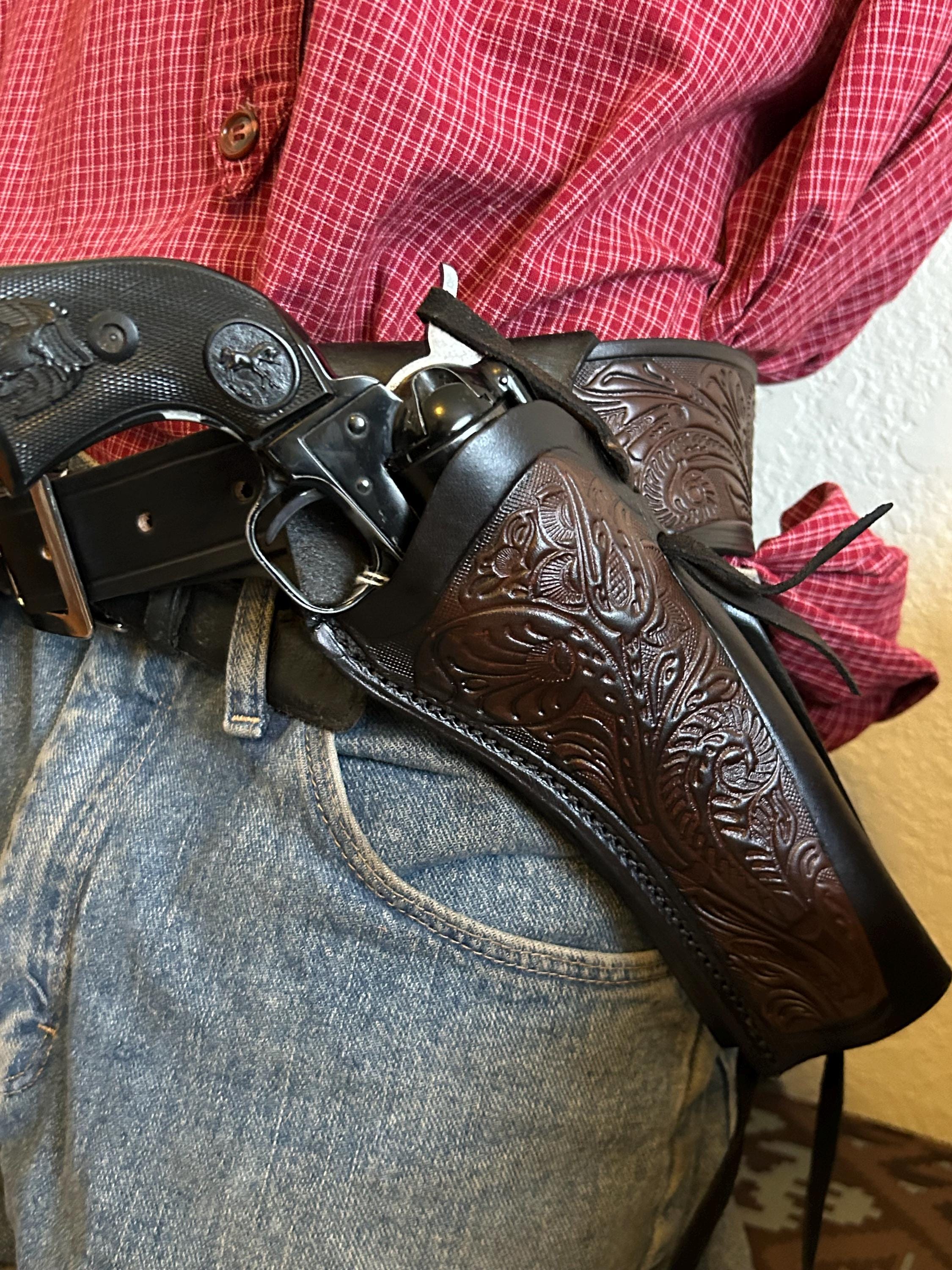 Western Leather Two Gun Right Hand Belt and Holster Combo Set Fits Colt ...