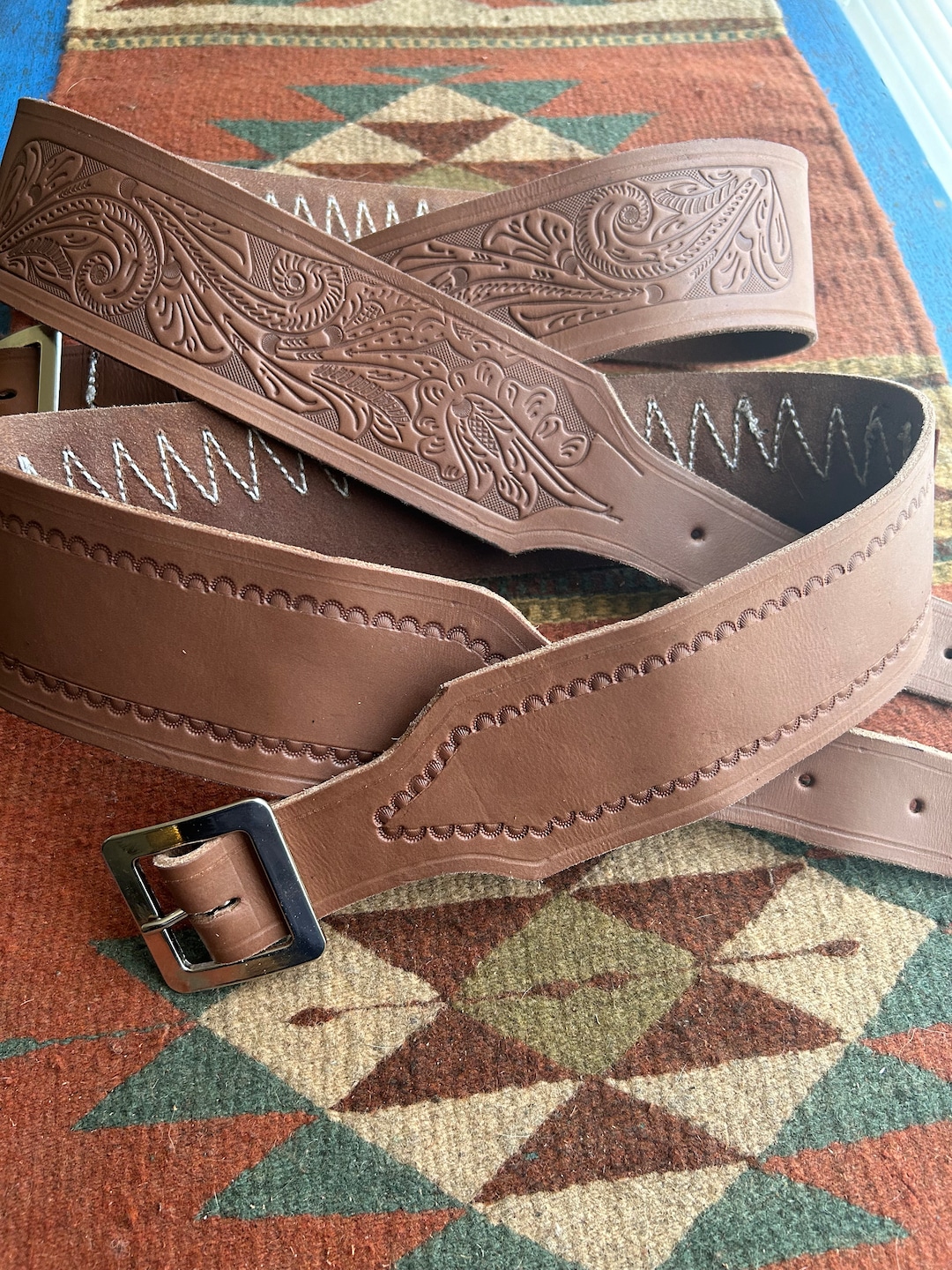 Cowboy Western Tanned Leather Cartridge Belt With Loops - Etsy