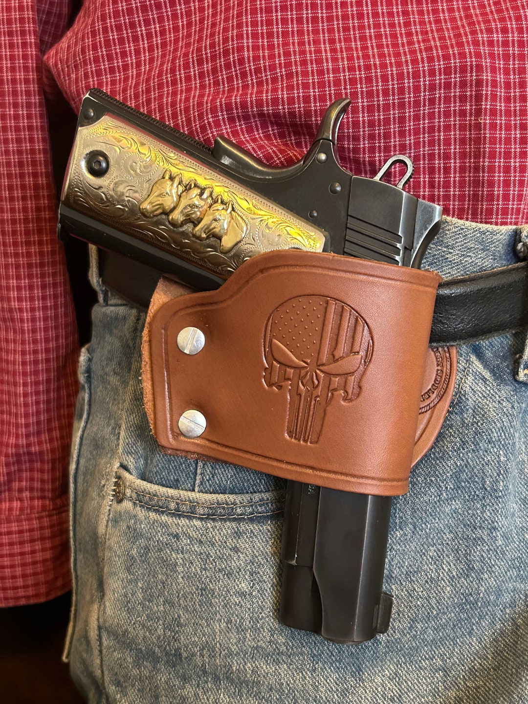 Veg Tanned Leather Yaqui Slide Holster Fits Colt Model 1911 & Clones ...