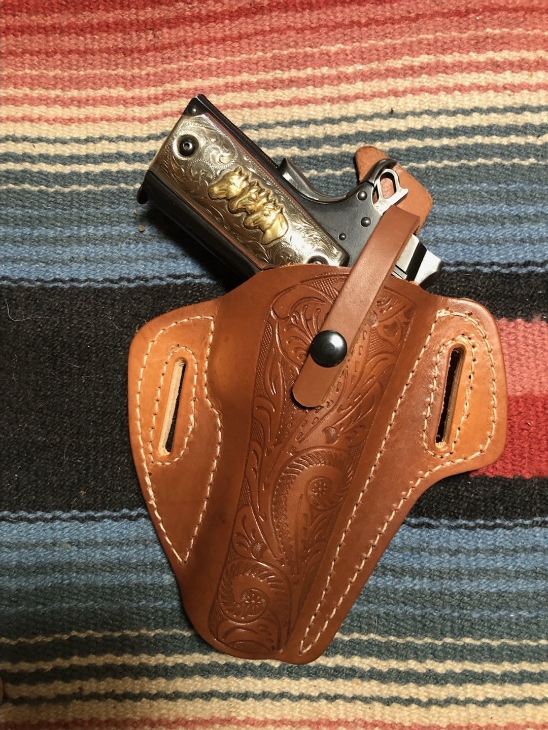 Leather Pancake Holster Fits Colt 45 Model 1911 Also Fits the Kimber ...