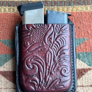 Floral Scroll Leather Magazine Pouch Fits Colt Model 1911 Extended ...