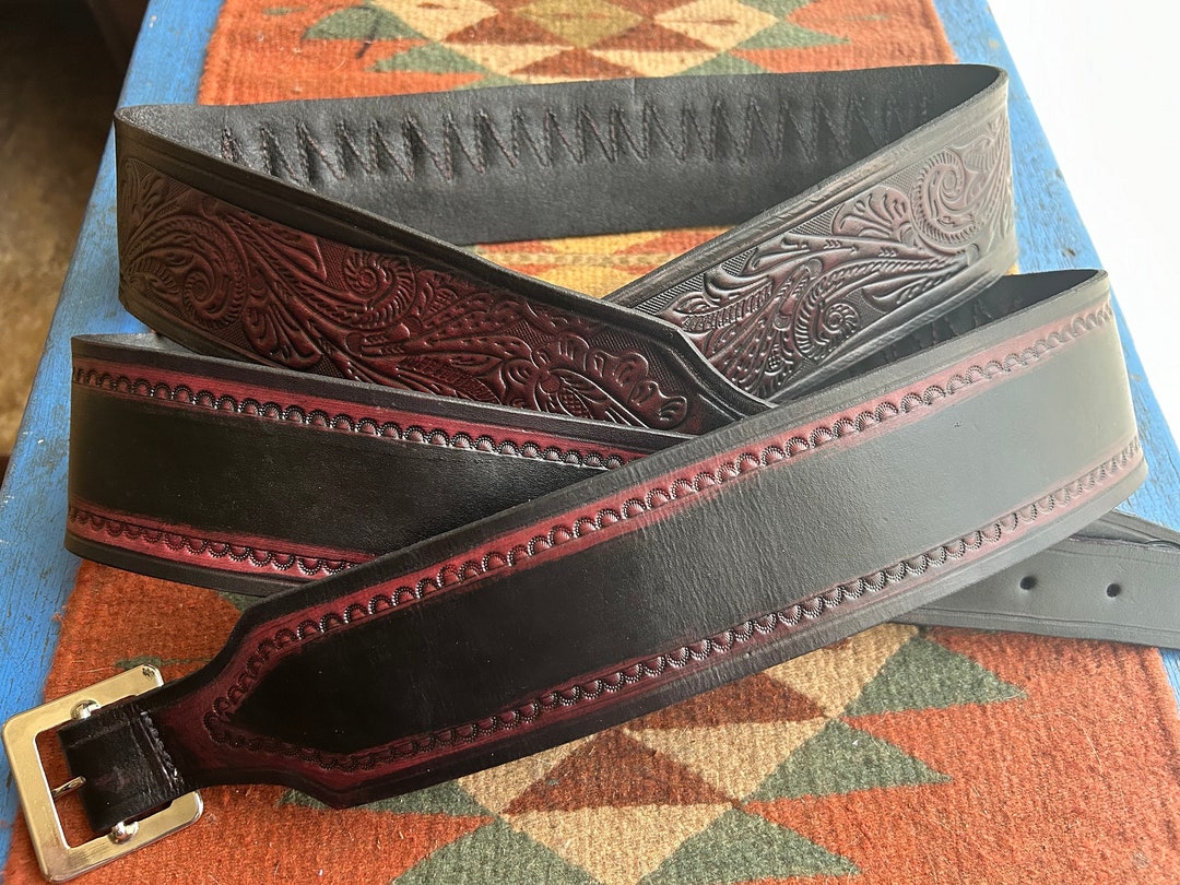 Cowboy Western Leather Cartridge Belt With Loops Two Tone Dark - Etsy