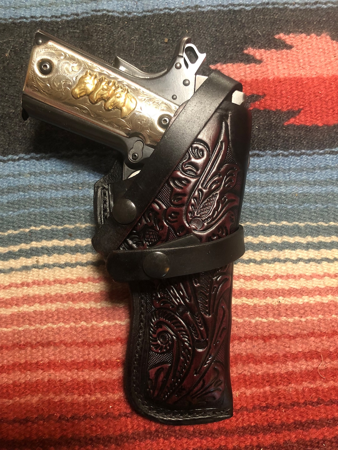 Western Leather Holster Fits the Colt 45 Model 1911 W Floral Scroll ...