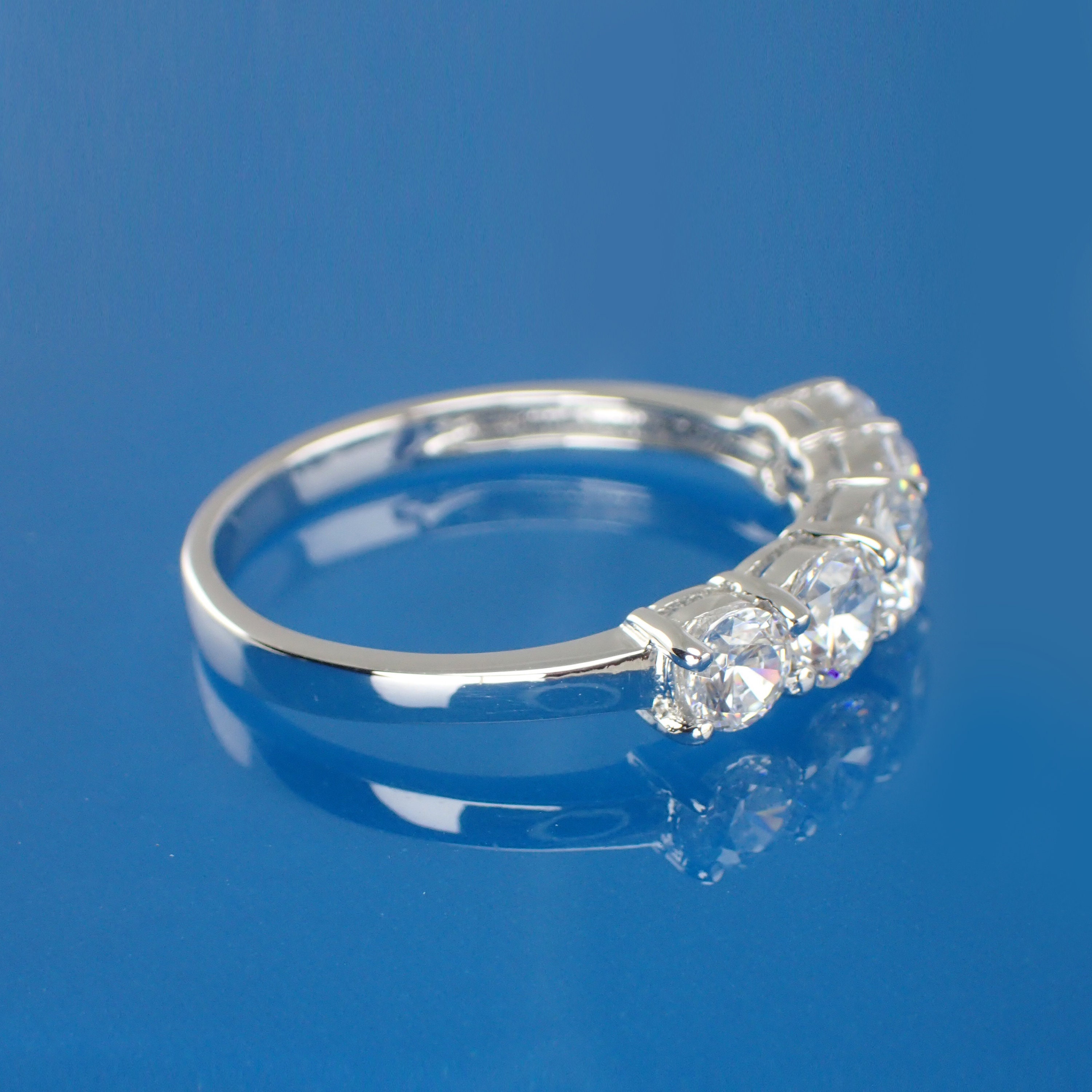 5 Year Anniversary Ring - 5 Stone Band - 14k Shared Prong Wedding Band ...