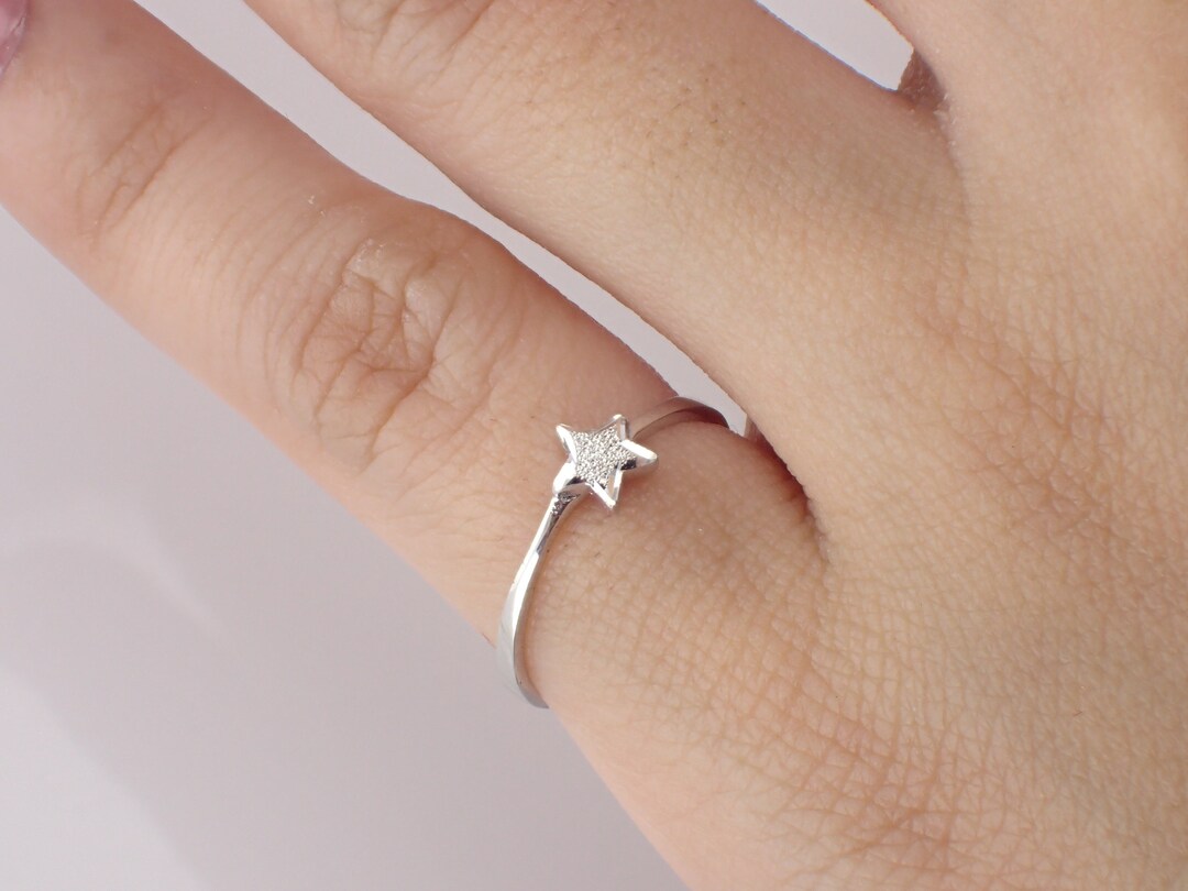Shooting Star Ring, Tiny Star Ring, Silver Star Ring, Vintage Star Ring, Stackable Star Ring ...