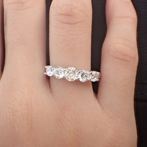 5 Year Anniversary Ring - 5 Stone Band - 14k Shared Prong Wedding Band ...