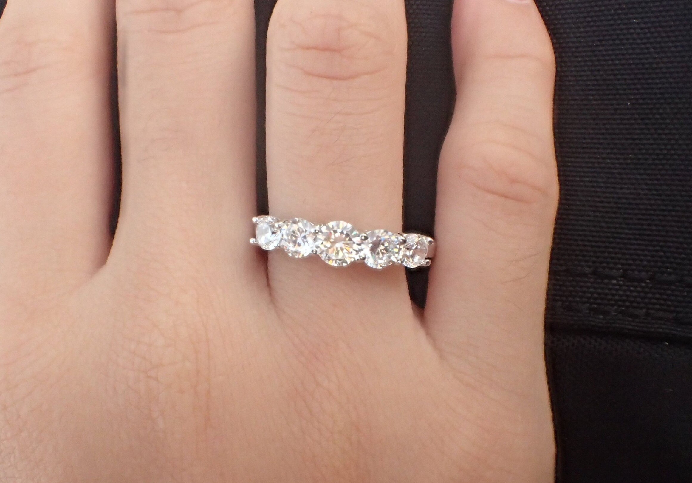 5 Year Anniversary Ring - 5 Stone Band - 14k Shared Prong Wedding Band ...