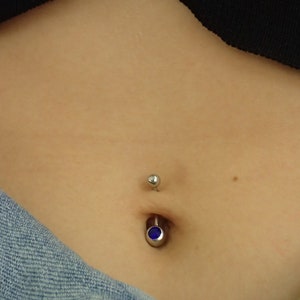 Blue Sapphire Navel Ring, Belly Button Jewelry, Belly Piercing Ring ...