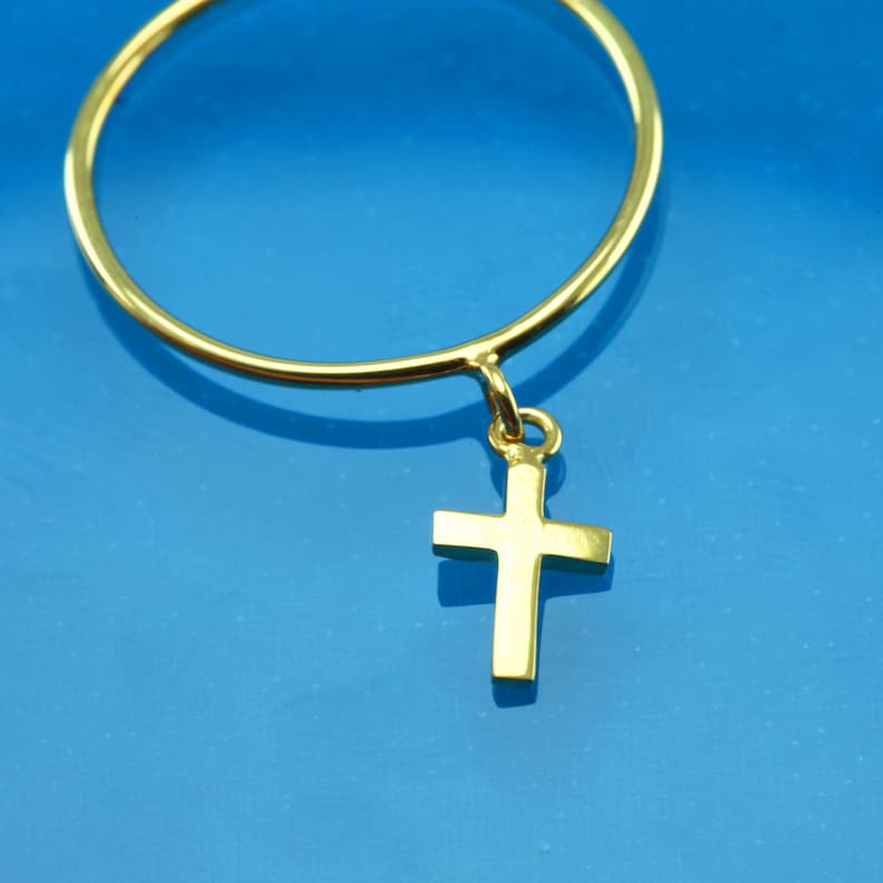 14k Cross Ring Blessed Gift for the Ladies Cute and Stackable Dangling ...