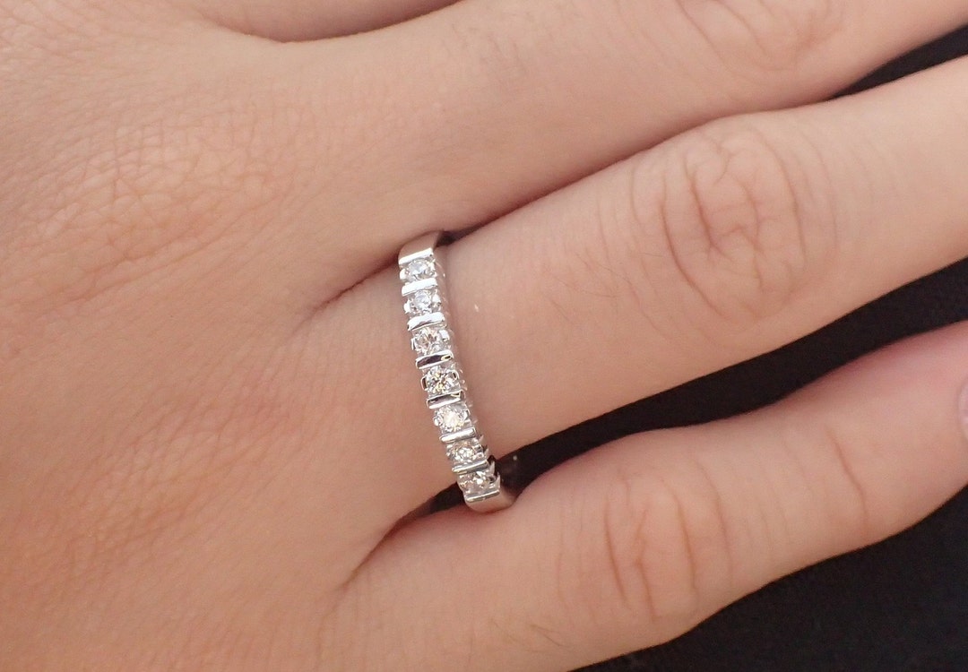 7 Stones Moissanite Ring, Seven Years Anniversary Gift, Bar Setting ...