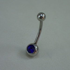 Blue Sapphire Navel Ring, Belly Button Jewelry, Belly Piercing Ring ...