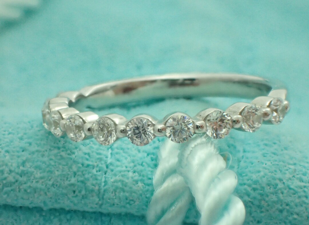 2.2mm Single Prong Half Eternity Wedding Band Single Prong Platinum ...