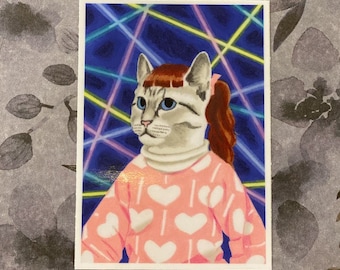 80s Awkward School Portrait Cat 1 - Etsy