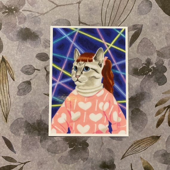 80s Awkward School Portrait Cat 2 - Etsy