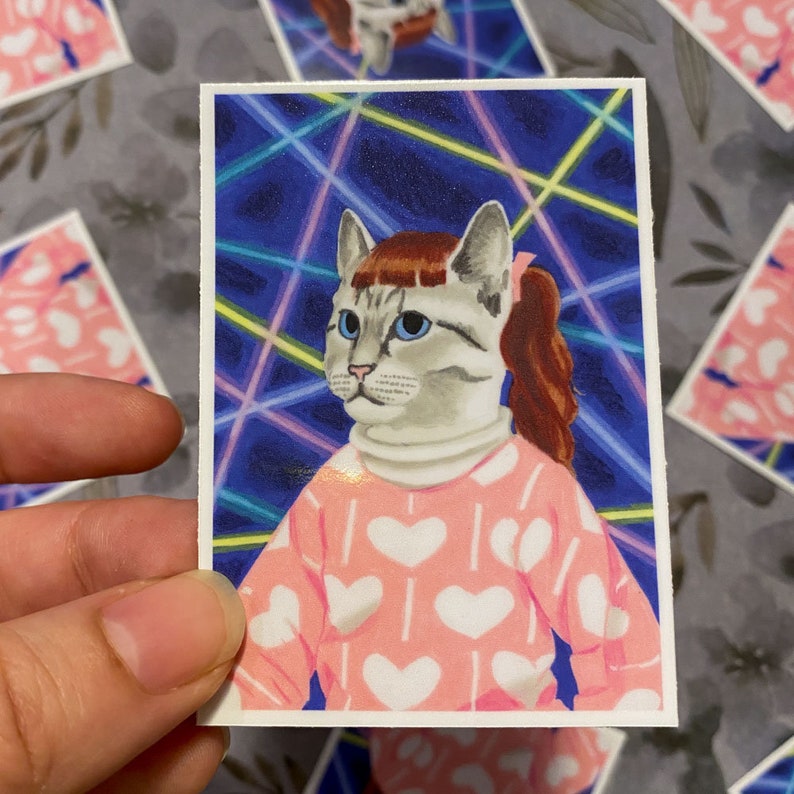 80s Awkward School Portrait Cat 2 - Etsy