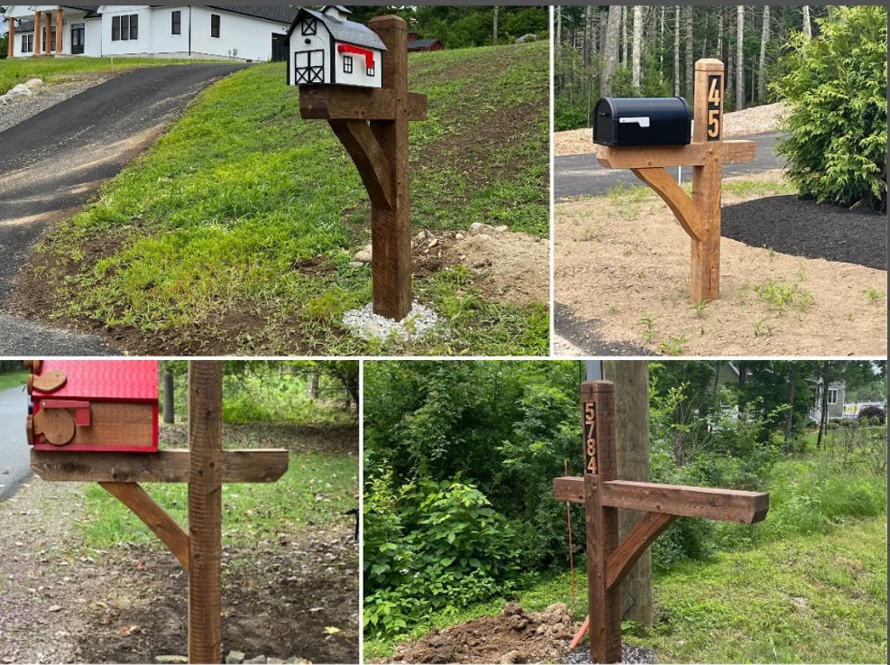 Country Mailbox Post Custom Handmade Timber Frame Rough Sawn - Etsy