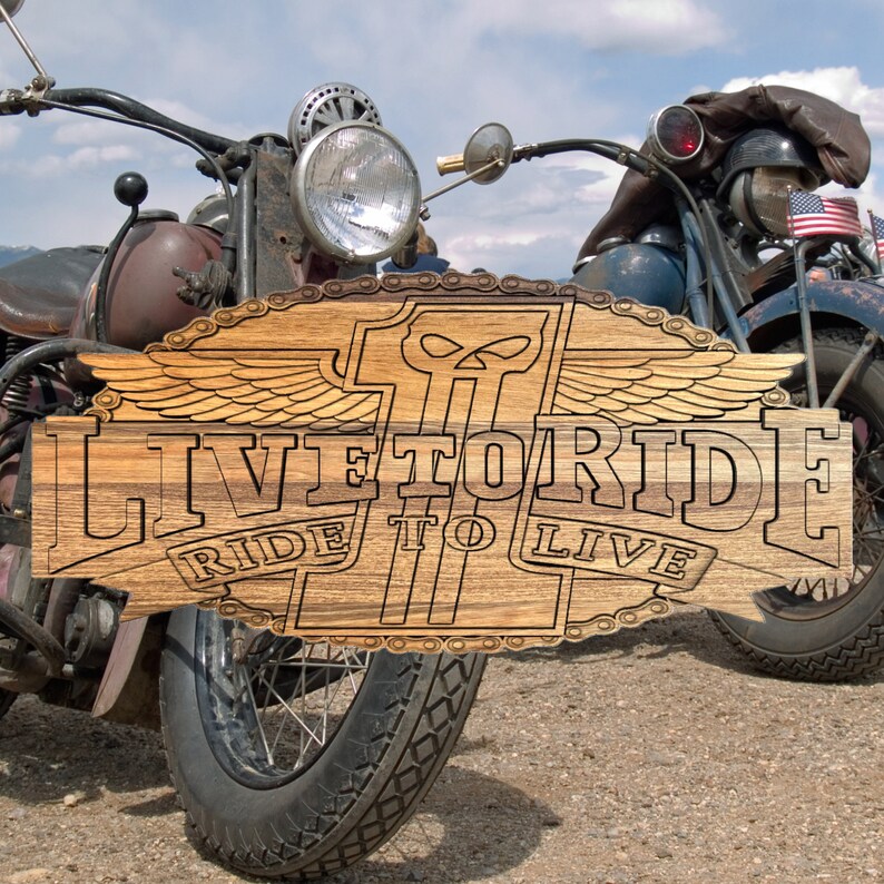 Live to Ride Ride to Live Motorcycle Wrapped in Chain Handmade Real ...