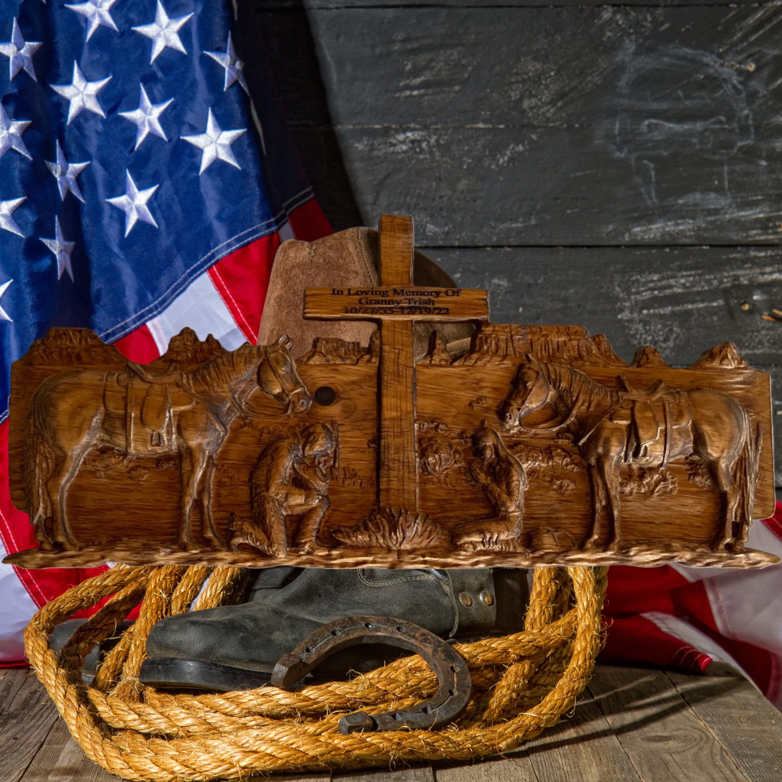 Praying Cowboy and Cowgirl With Cross Real Wood Panel - Etsy