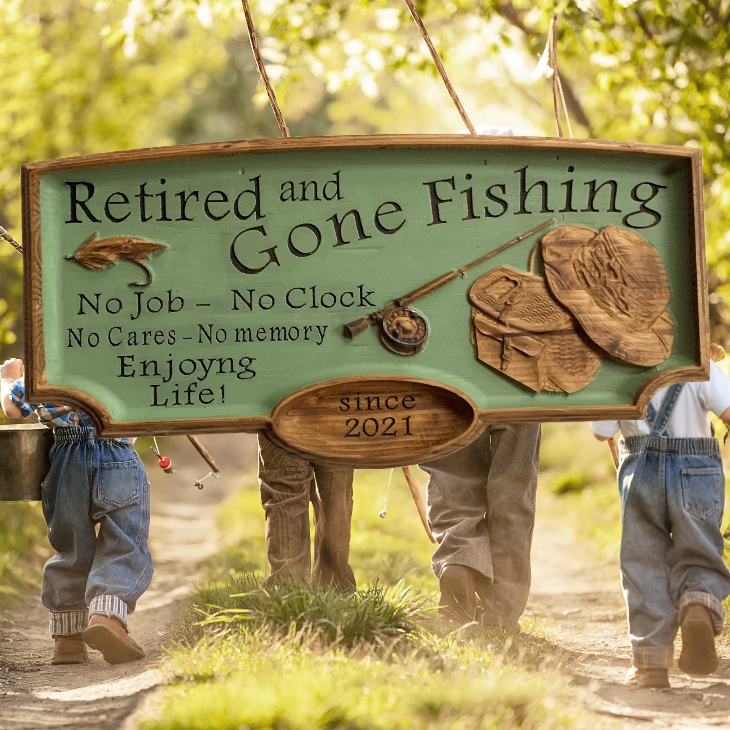 Retired and Gone Fishing Handmade Sign Custom Sign Wall Panel - Etsy