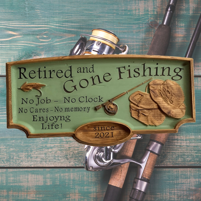 Retired and Gone Fishing Handmade Sign Custom Sign Wall Panel - Etsy