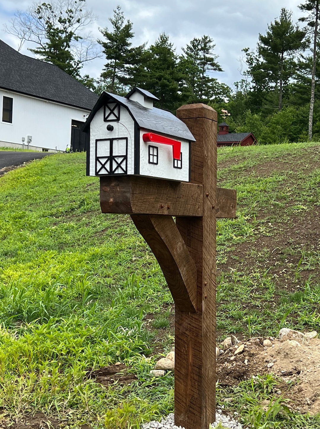 Country Mailbox Post Custom Handmade Timber Frame Rough Sawn- Product ...