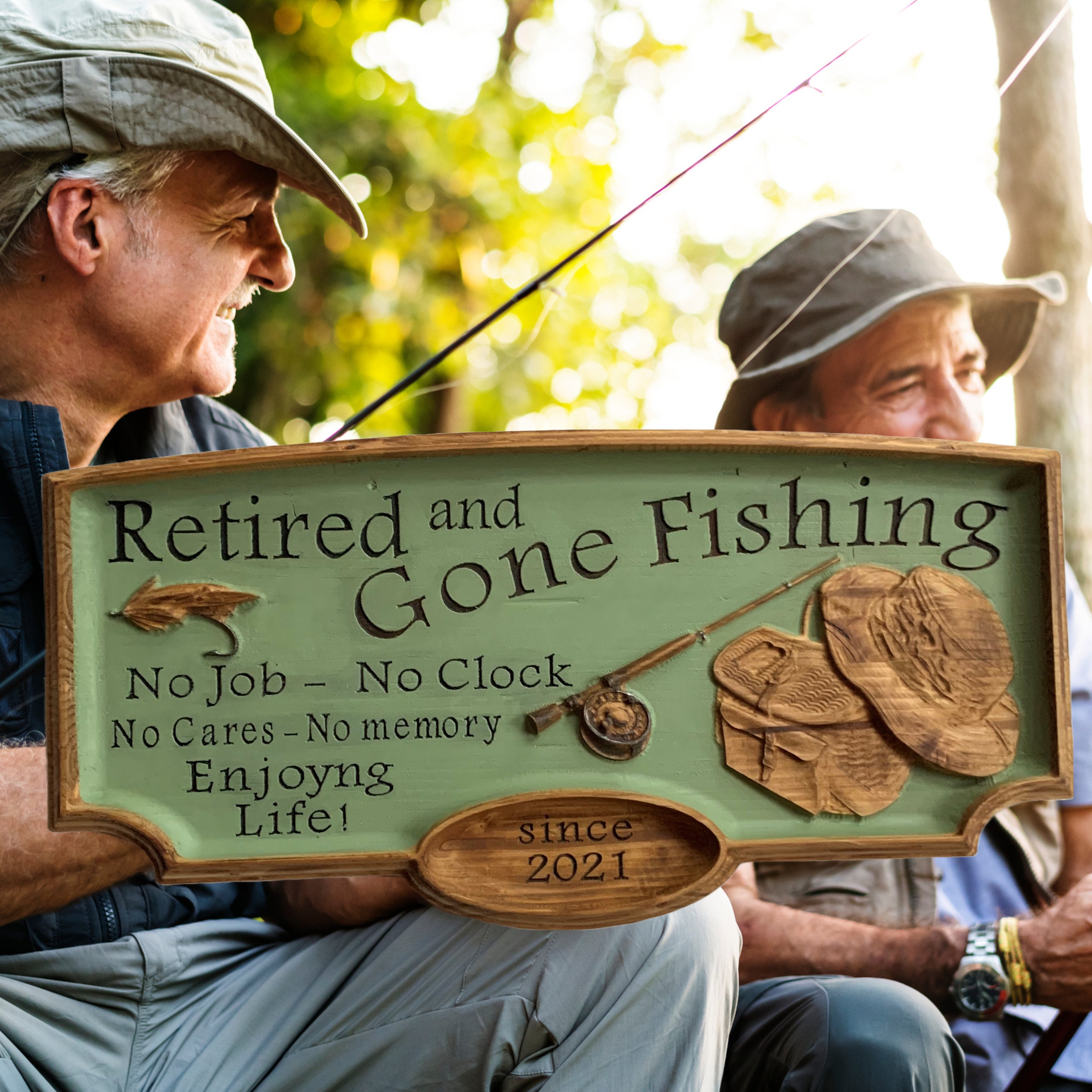 Retired and Gone Fishing Handmade Sign Custom Sign Wall Panel - Etsy