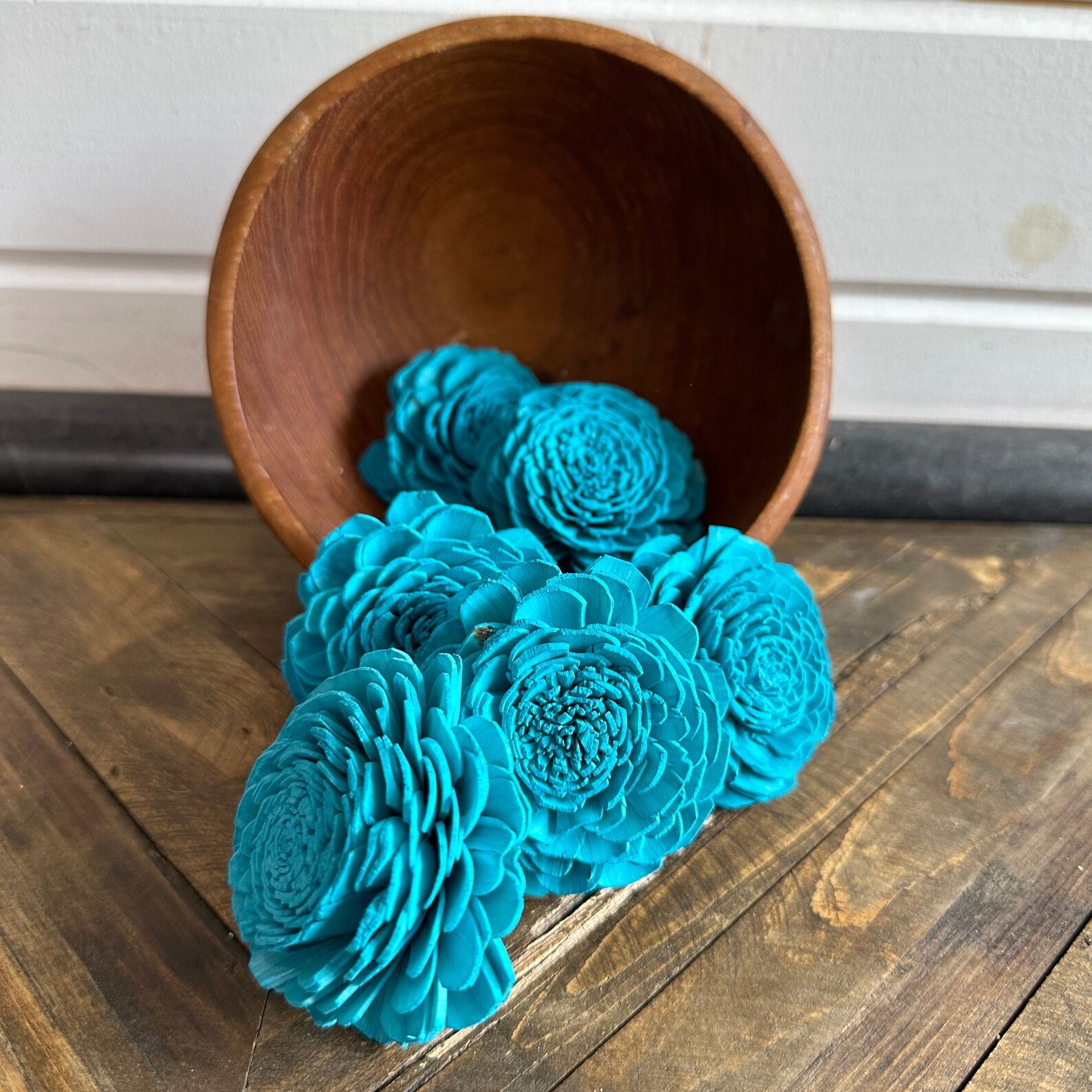 Pre-dyed Marigold Flower - Set of 6 - Teal Sola Wood Flowers - Etsy